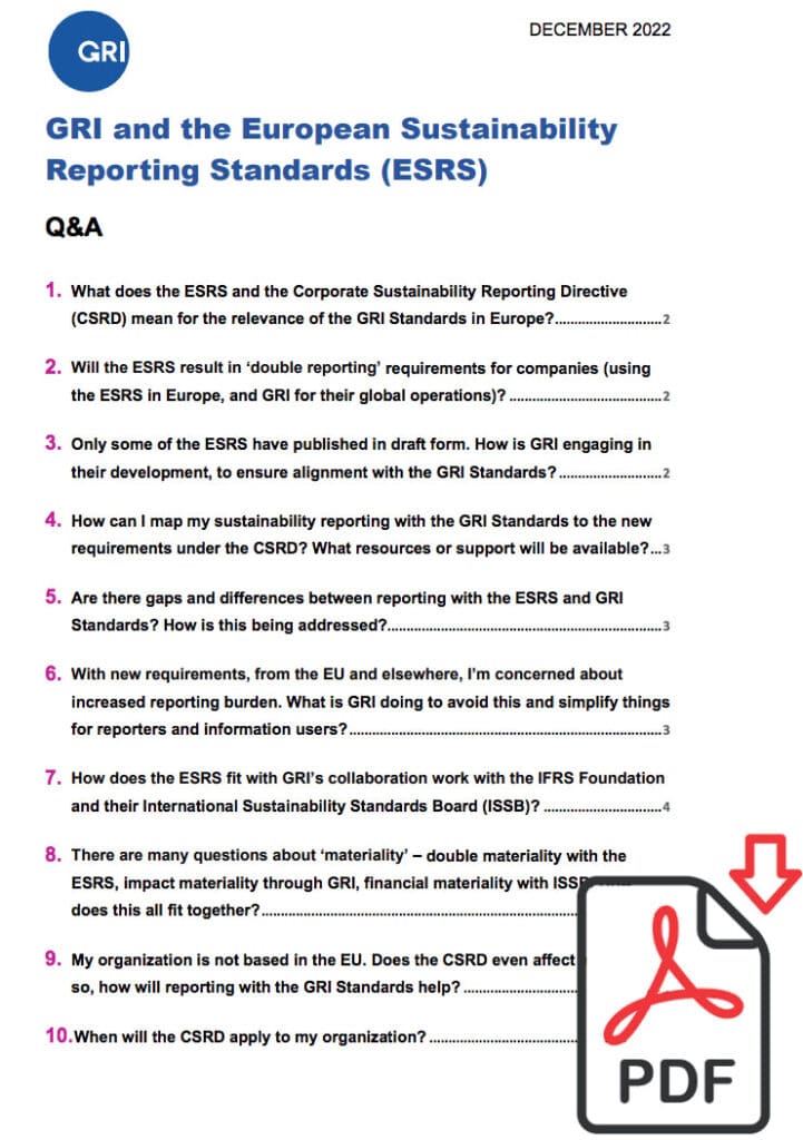 GRI and ESRS Q&A document now available - SustainCase - Sustainability ...
